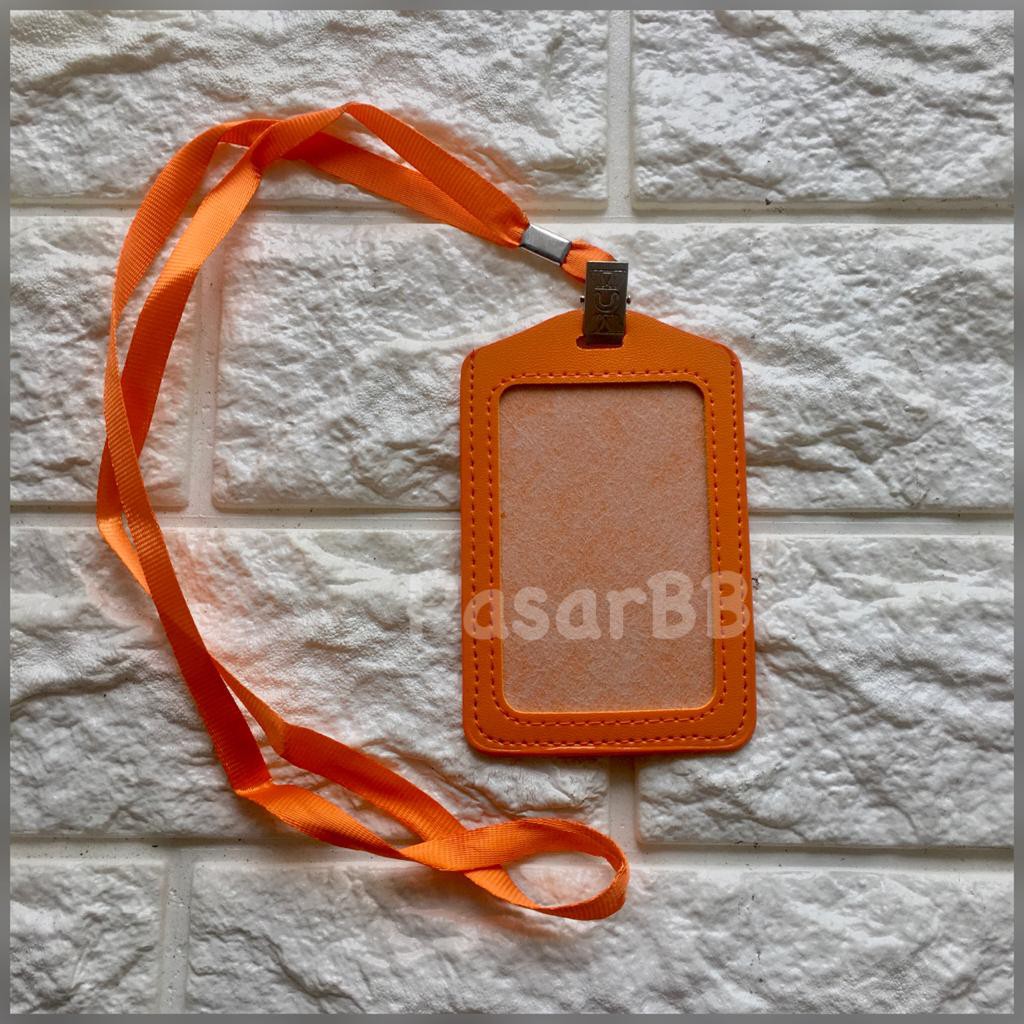 Jual Name Tag Id card Kulit Kombo Gantungan Tali Jepit Besi Aneka warna ...