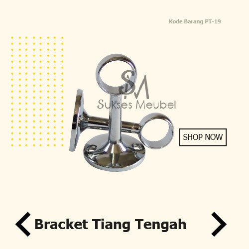 Jual HUBEN Bracket Tiang Tengah Pipa Bulat PT - 19 | Diameter 19 mm ...