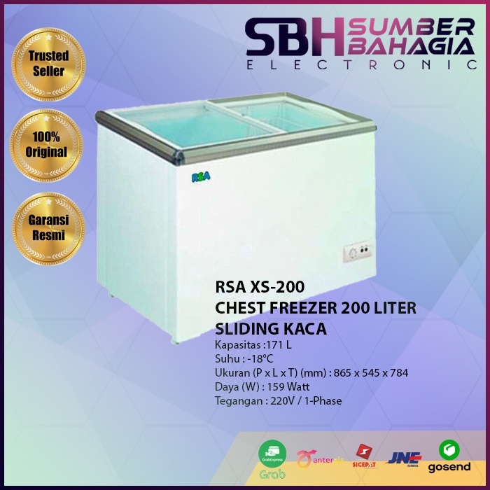 Jual RSA XS-200 CHEST FREEZER 200 LITER SLIDING KACA (NEW) (KHUSUS ...