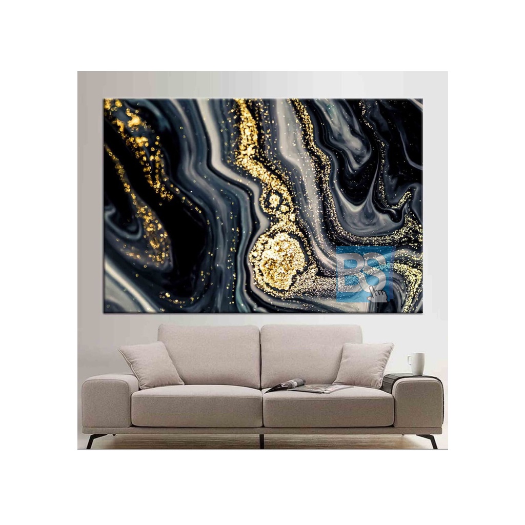 Jual LUKISAN MARBLE HITAM DAN GOLD KANVAS ASLI PAJANGAN DINDING HIASAN ...