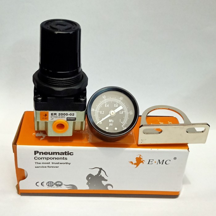 Jual Air Regulator kompresor EMC R2000-02 Port 1/4" inch | Shopee Indonesia