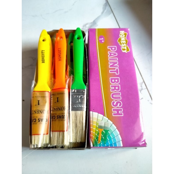 Jual kuas cat 1 inchi gagang PVC harga 1 lusin 12pcs koas cat gagang ...