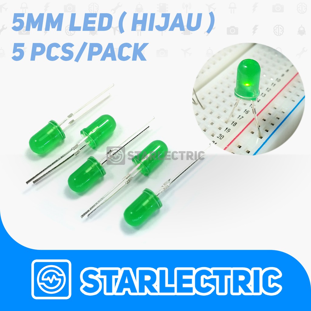Jual LED 5mm Hijau (5pcs/pack) | Shopee Indonesia