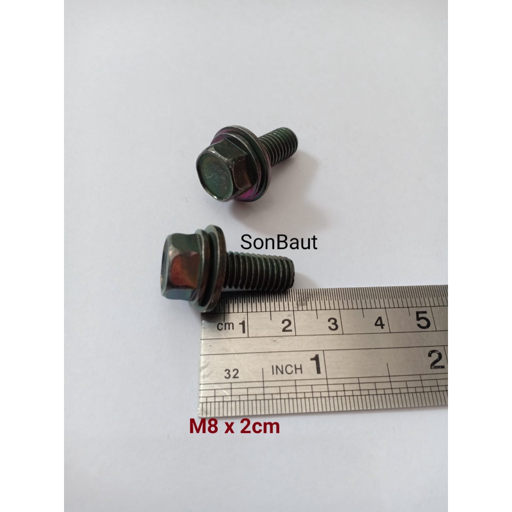 Jual Baut Topi 8x20 Kunci 12 Hitam Flange bolt 2cm | Shopee Indonesia