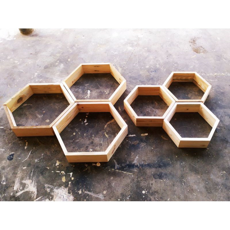 Jual Rak/Box Hexagonal Kayu Pinus (Jati Belanda) Kecil Diameter 17 cm ...