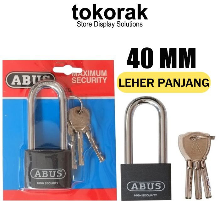 Jual GEMBOK ABUS 40 MM HITAM LEHER PANJANG RUMAH PAGAR RUKO GUDANG ...