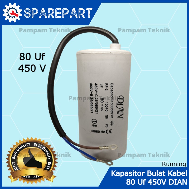 Jual KAPASITOR CAPASITOR 80uf Mikro 450V DIAN KABEL BULAT Kondensor ...