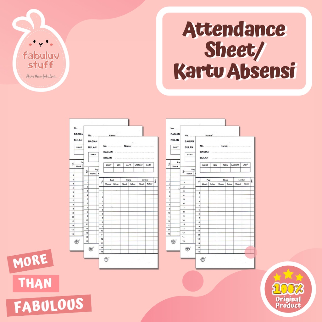 Jual ATK ~ Kartu Absensi Bolak Balik 30 Hari / Absen Card Karyawan ...