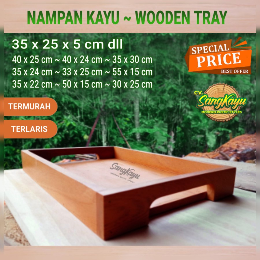 Jual SangKayu Nampan Kayu 35x25 cm Nampan Wooden Tray Kotak Kayu ...