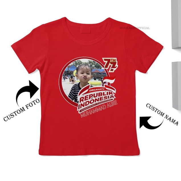 Jual Kaos Custom Anak Hut Ri Ke 77 / Kaos Anak Kemerdekaan / Kaos 17 Agustus / Kaos Anak Hut Ri ...