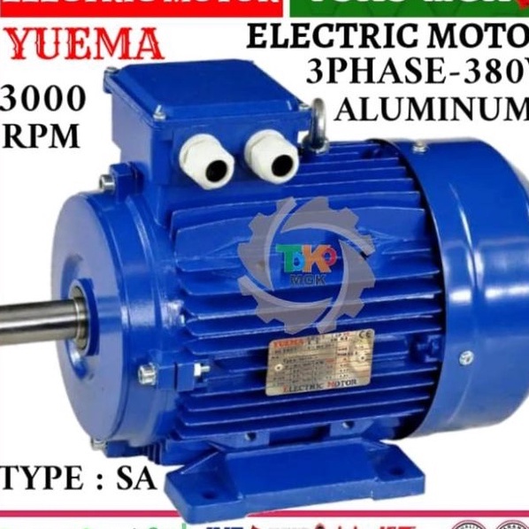 Jual 1.5KW/2HP/3PHASE/3000rpm YUEMA MOTOR ALUMUNIUM TYPE SA HARGA MURAH ...
