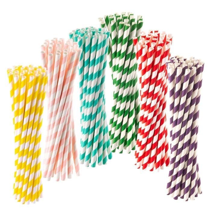 Jual Sedotan Kertas Warna Warni Colourful FOOD GRADE Paper Straw 1 PACK ...