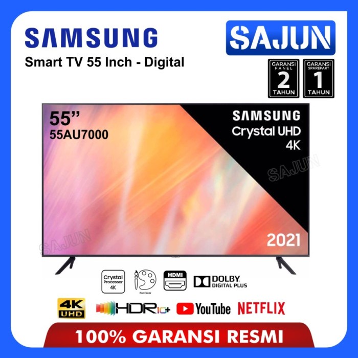 Jual Samsung Smart TV 55 Inch Crystal 4K UHD 55AU7000 / UA55AU7000 ...