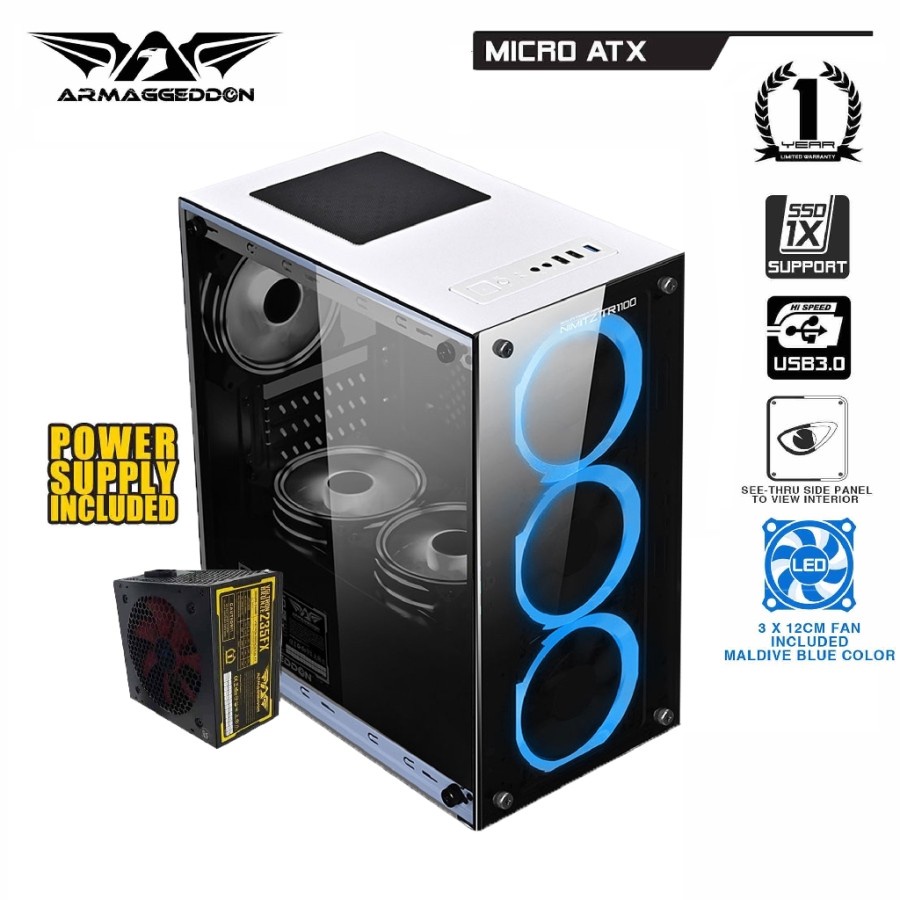 Jual Casing ARMAGEDDON NIMITZ TR1100 Gaming Case + PSU 235FX - BLACK ...