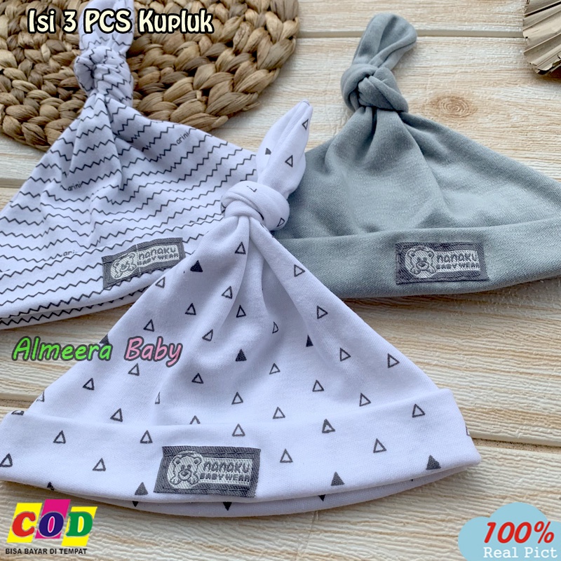 Jual Bahan Katun TC - 3 PCS Kupluk Bayi Baru Lahir Topi Bayi 0-3 Bulan ...