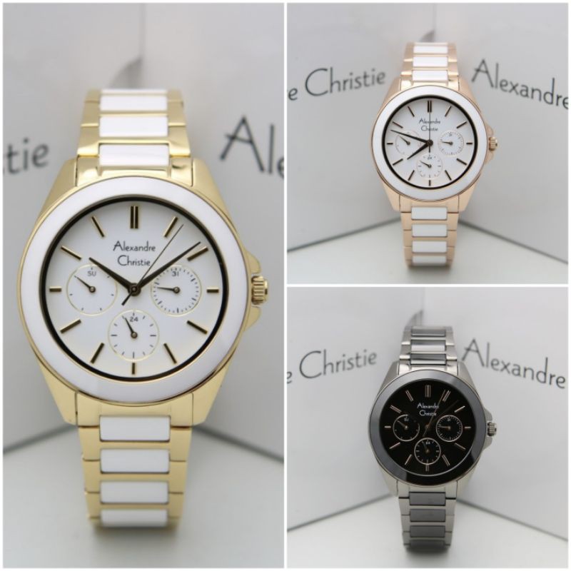 Jual Jam Alexandre christie wanita original stainless combi ceramic ...