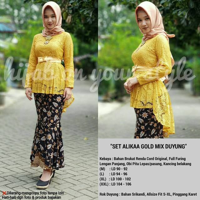 Jual SET KEBAYA BRUKAT PINGUIN ALIKAA GOLD MIX ROK DUYUNG | Shopee ...