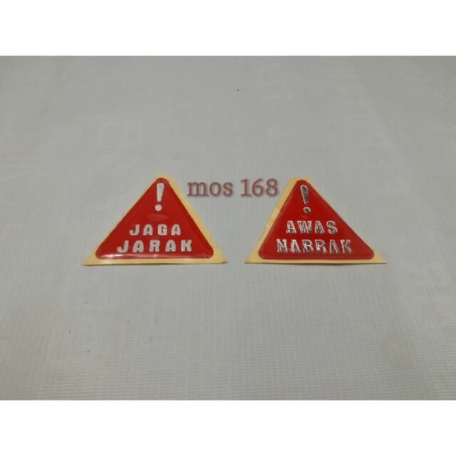Jual Emblem Sticker Stiker Timbul 3D Segi Tiga Tulisan Jaga Jarak Dan ...