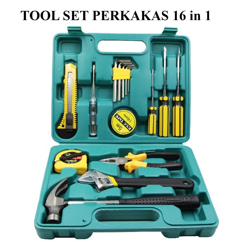 Jual Tool Box Set Peralatan Palu Tang Obeng Kunci Pas Cutter / Perkakas ...