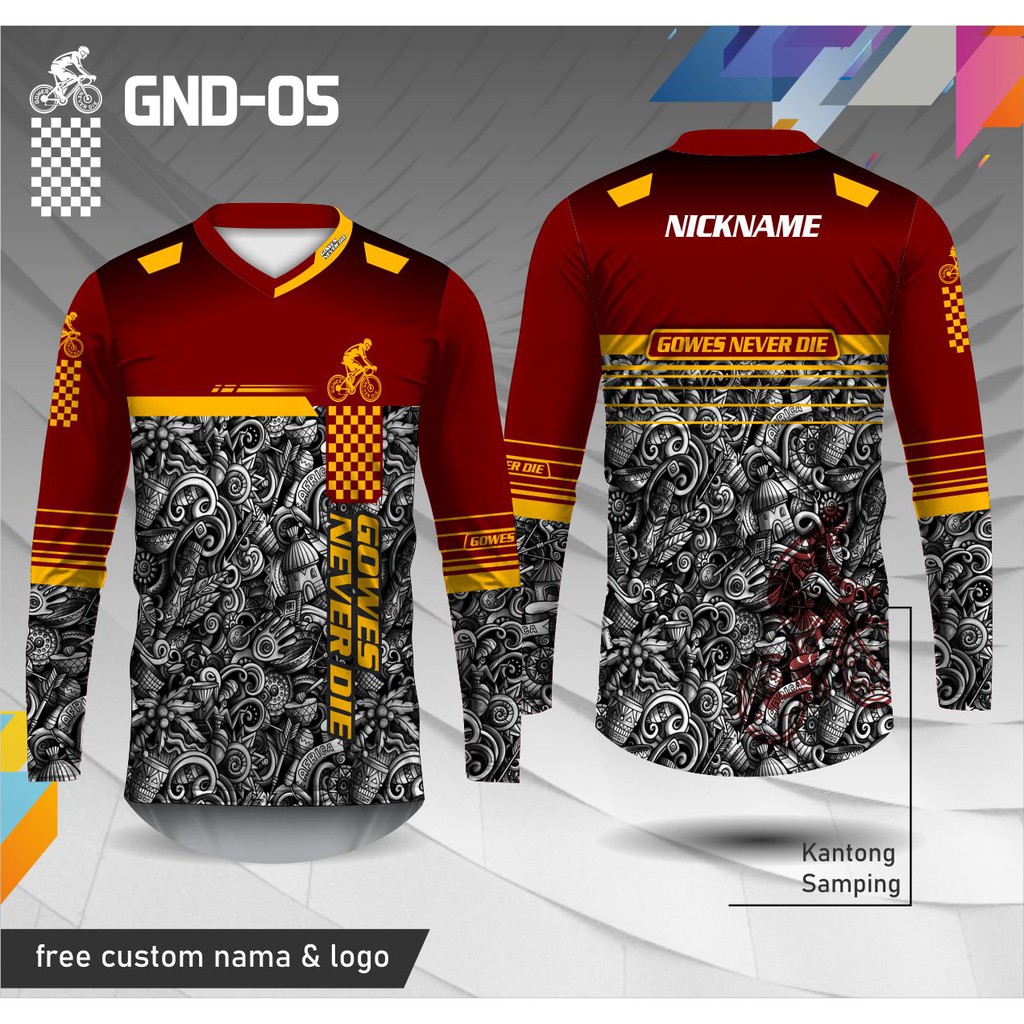 Jual Jersey sepeda baju kaos gowes never die lengan panjang | Shopee ...