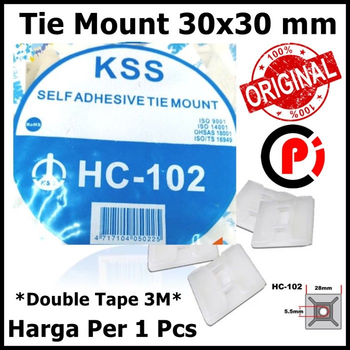 Jual Original KSS Tie Mount Self Adhesive 3M Ukuran 30x30 mm HC102 Per ...