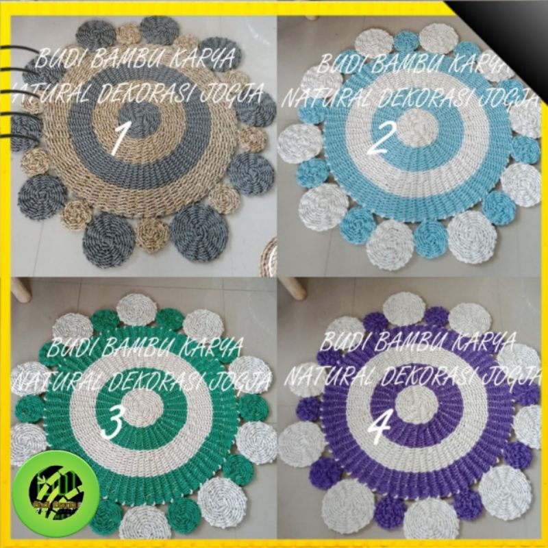 Jual JUAL KARPET RUG BULAT SEAGRAS KESET LANTAI BULAT MATAHARI MOTIF ...