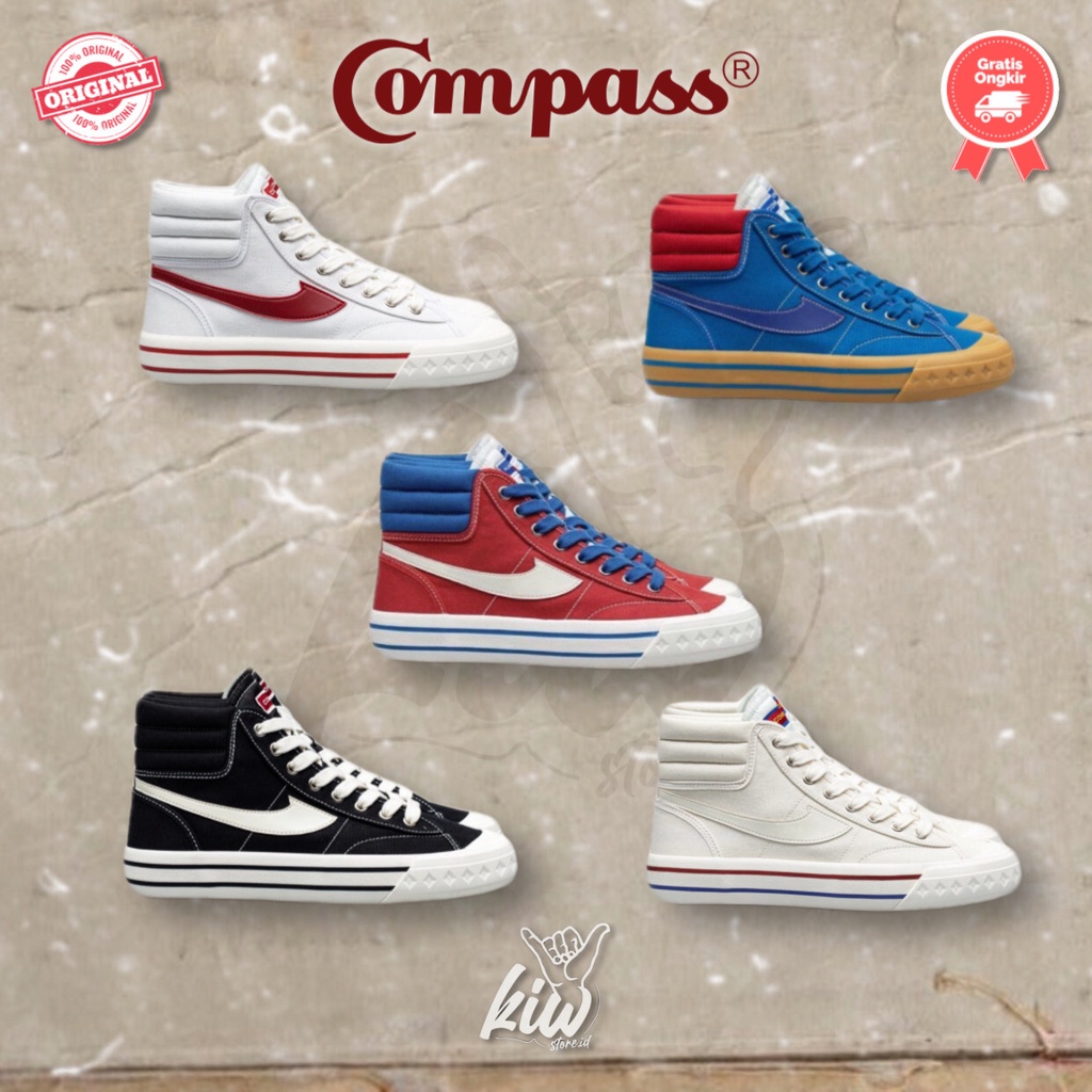 Jual Compass Retrograde High Black White / Red Blue / Cream / Blue Gum ...