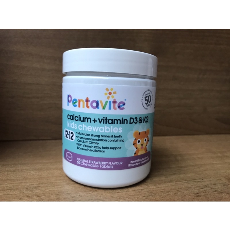 Jual Pentavite Calcium + Vitamin D3 & K2 Kids 60 Chewable Tablets ...