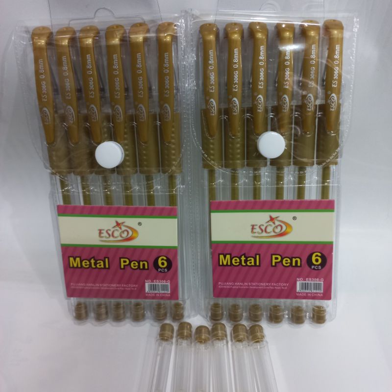 Jual 6PCS PULPEN TINTA EMAS ESCO | Shopee Indonesia