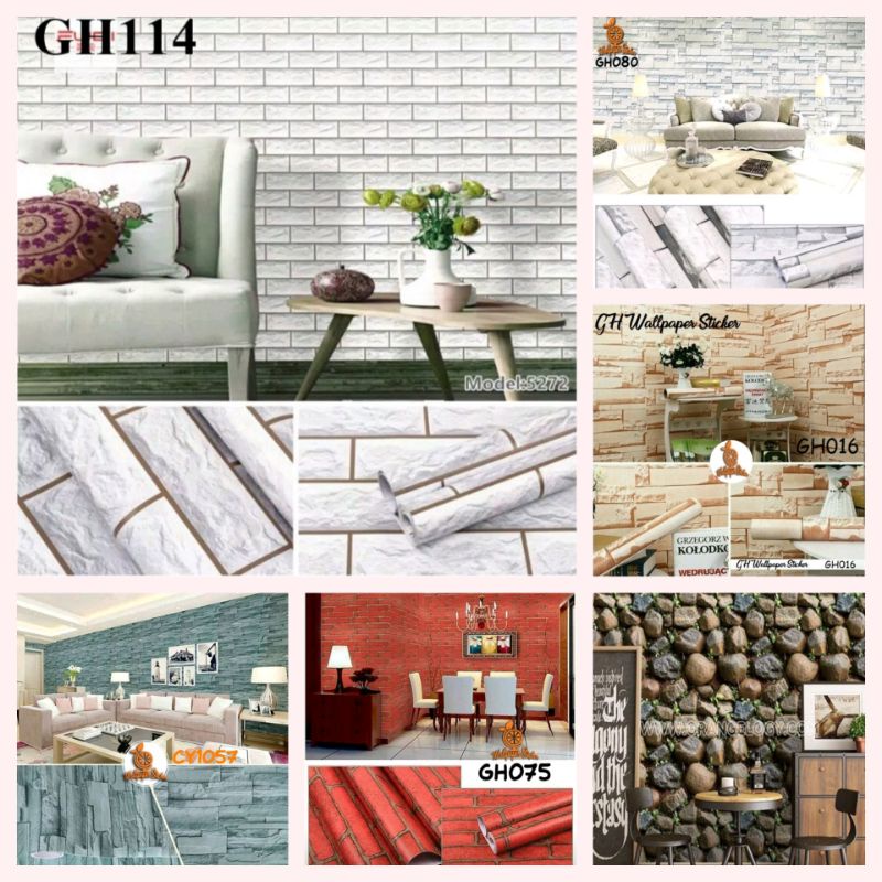 Jual Wallpaper Sticker Dinding 45cmx 10m wallsticker motif bata embos ...