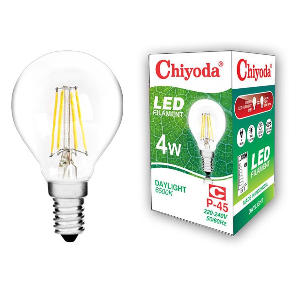 Jual LAMPU LED FILAMEN CHIYODA P45 4W E14 & E27 /KUNING CLEAR | Shopee ...