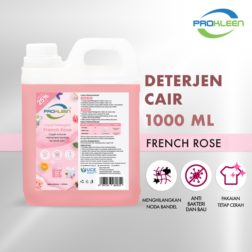Jual PROKLEEN Deterjen Cair Laundry Liquid Detergent 1000mL | Shopee ...