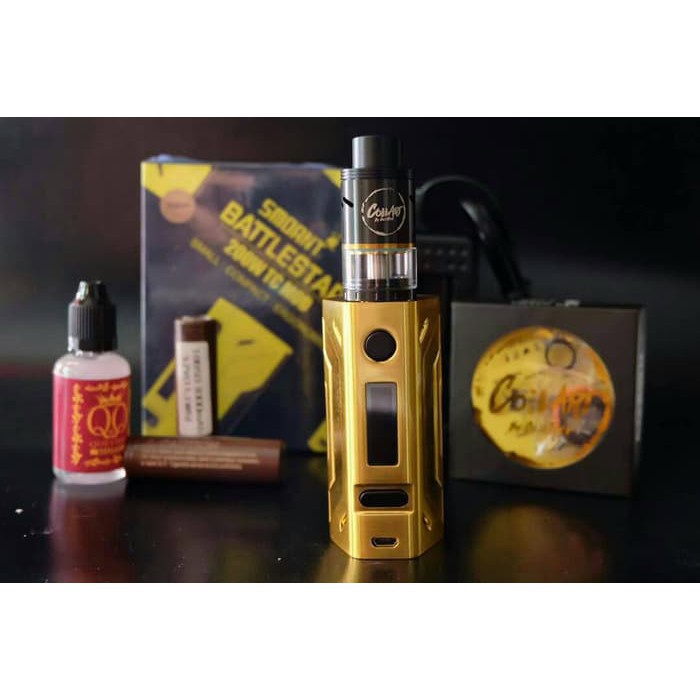Jual paket vape mod battlestar 200w gold + azeorth + LG + Liquid ...