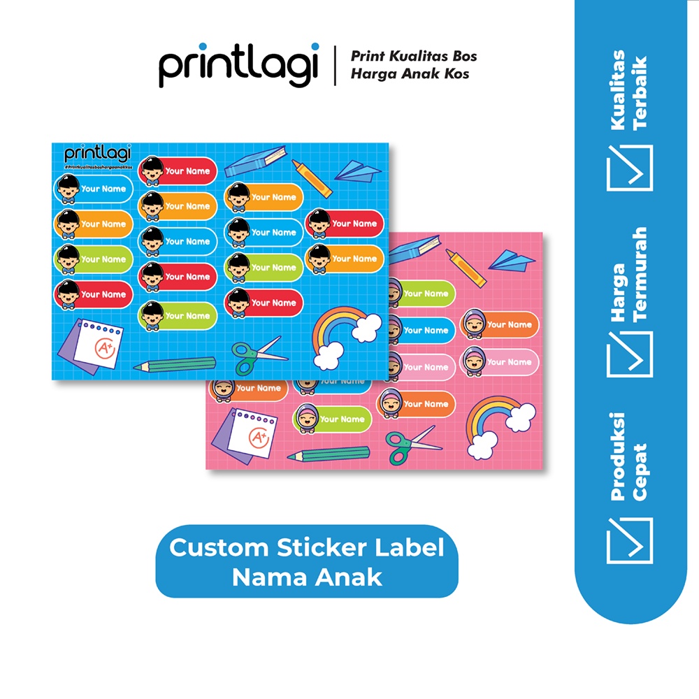 Jual Stiker Label Nama Anak - Stiker Custom Nama Karakter - Ukuran 2 x ...