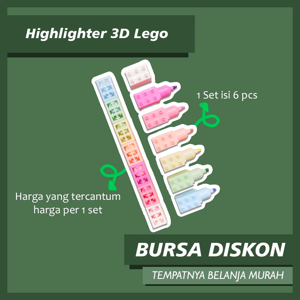 Jual Highlighter 3D Lego Stabilo Textliner Spidol Balok Susun Marker ...