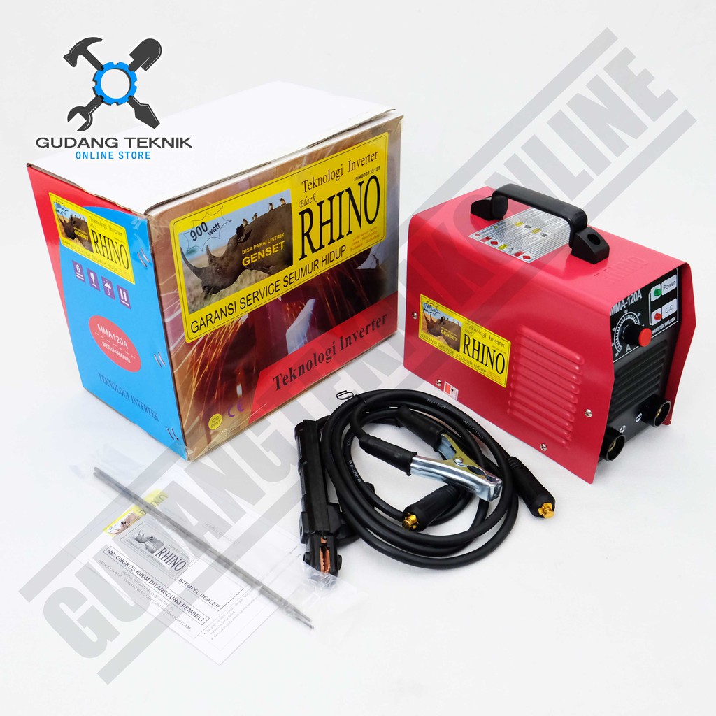 Jual Mesin Las Listrik Rhino 120A / Trafo Las Inverter 900Watt Rhino Merah 120 A / Rhino MMA ...