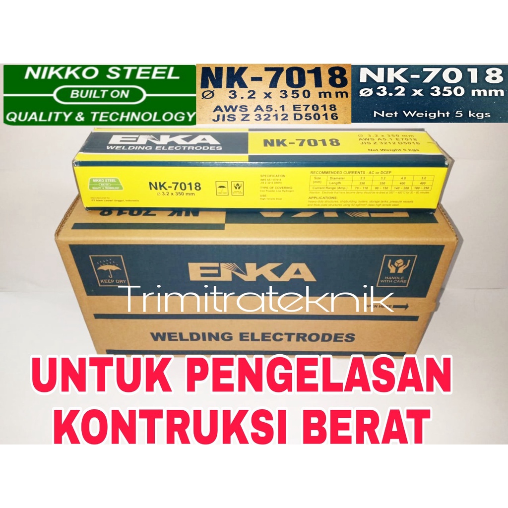 Jual Kawat Las ENKA 7018 Kawat Las NK-7018 3,2mm AWS 7018 Untuk Pengelasan Kontruksi Berat ...