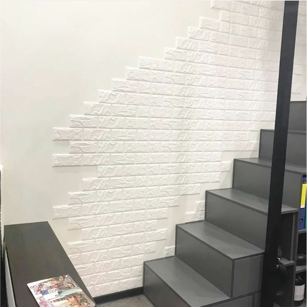 Jual Wall Brick Foam Wallpaper 3D Modern Batu Bata Putih Hiasan Dinding ...