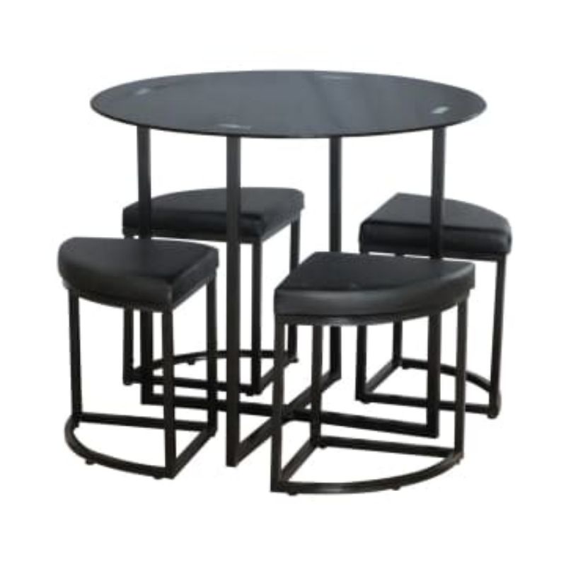 Jual Zeus Set Meja Makan (1 Meja + 4 Stool) - Hitam | Shopee Indonesia