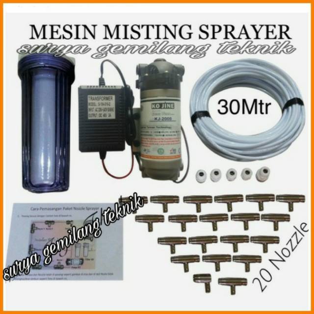 Jual Mesin Embun Walet Paket Misting 20Titik Sprayer Hidroponik ...