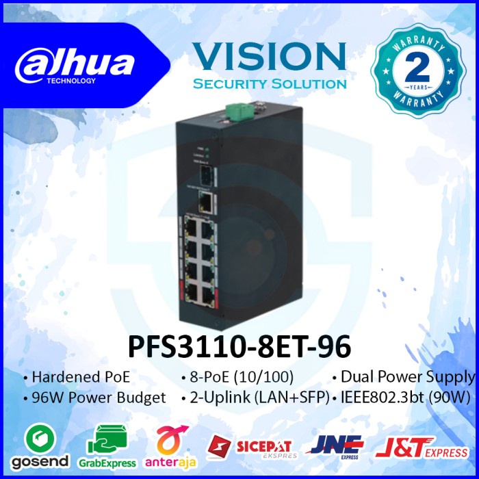 Jual Unmanaged Hardened Switch PoE Dahua 8 Port PFS3110-8ET-96 96W ...
