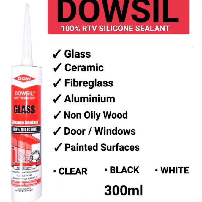 Jual Dowsil Glass Sealant/Dowsil Glass/Dowsil :Clear/Black/White/Grey ...