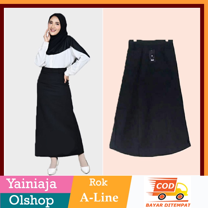 Jual Rok kerja model Line A panjang Formal Look Skirt Scuba | Shopee ...