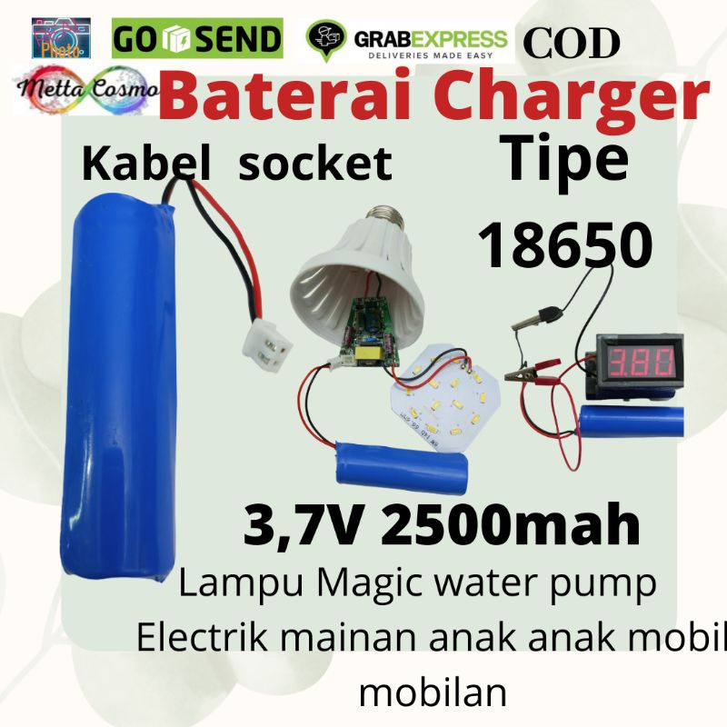 Jual Baterai Cas 18650 3,7V 2500mAh kabel Jack Polos Baterai Charge Isi ...