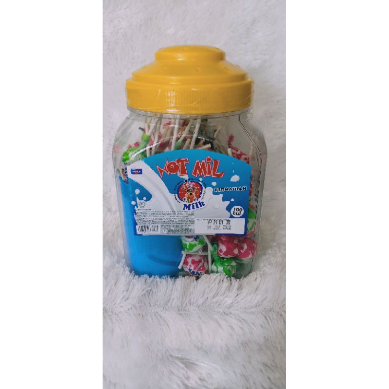 Jual Permen Hot Mil Milk Toples "Lollipop rasa susu" | Shopee Indonesia