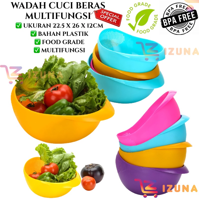 Jual [IZUNA] WADAH CUCI BERAS SAYUR / BASKOM CUCI BERAS / KERANJANG ...