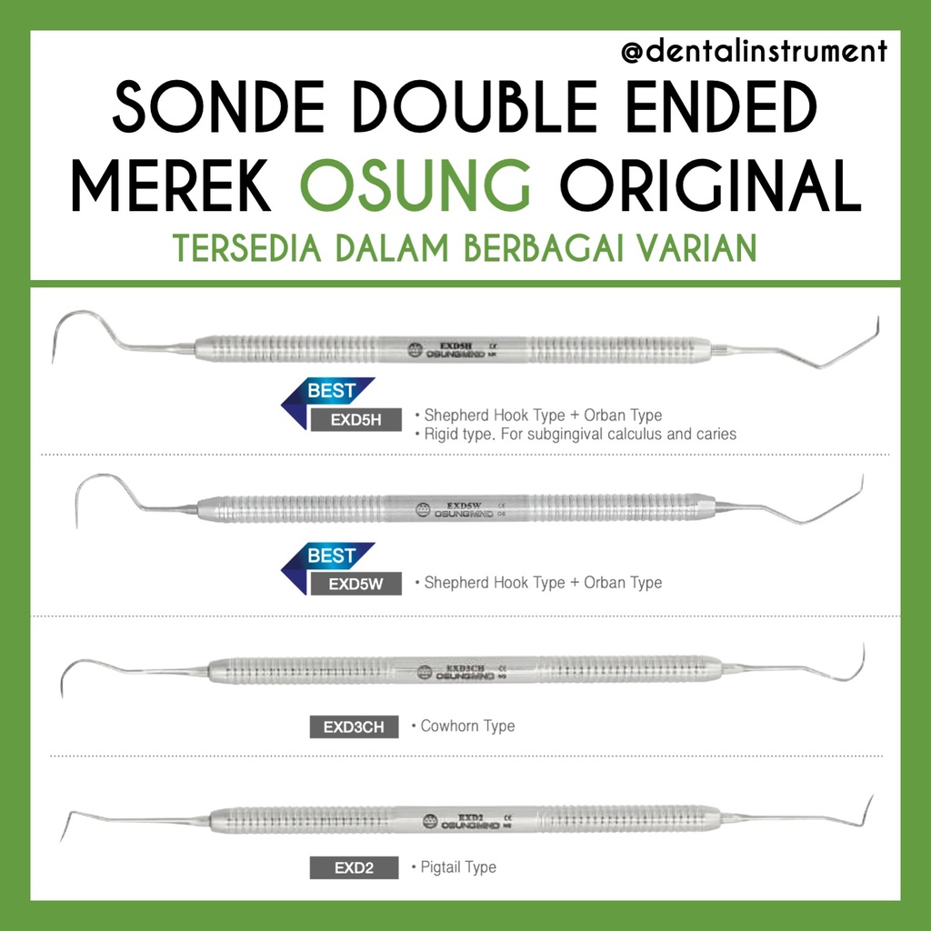 Jual Dental Sonde Explorer Halfmoon Double Ended Ujung Ganda ...