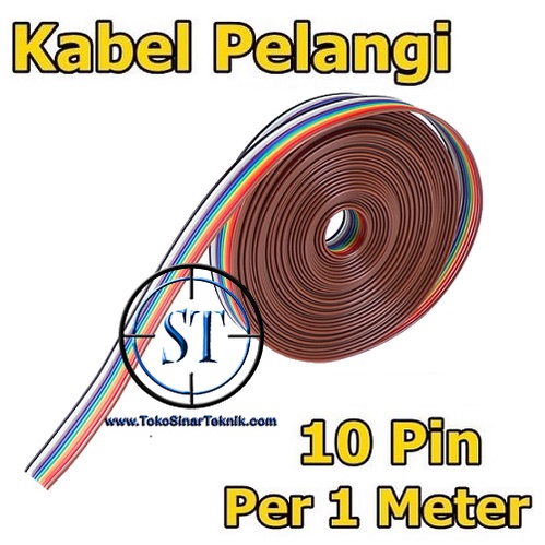 Jual Kabel Pelangi 10P Rainbow Cable Warna Pipih 10 Jalur Serabut Pita ...