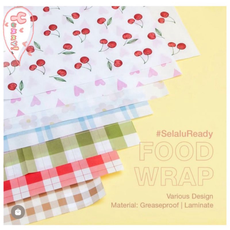 Jual Foodwrap Kertas Roti Motif isi 20pc / Kertas Bungkus Cake Toast ...