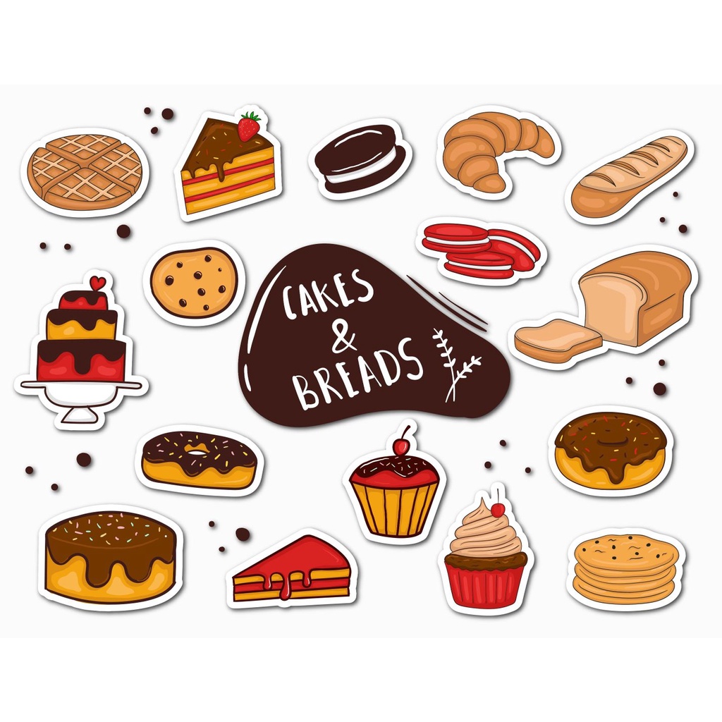 Jual Sticker Vinyl Aesthetic cake and Bakery - Sticker Breakfast ...